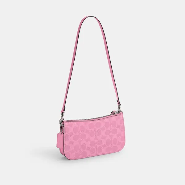 Coach Penn Shoulder Bag In Signature Canvas - Silver/Vivid Pink